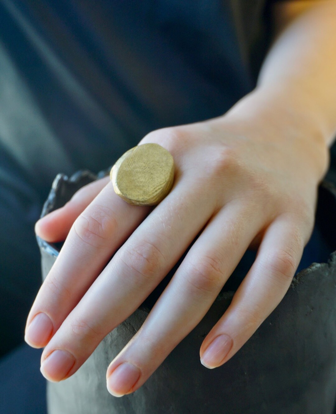A Signet Brass Ring With an Elliptical Top , A Ring With a Geometric ...