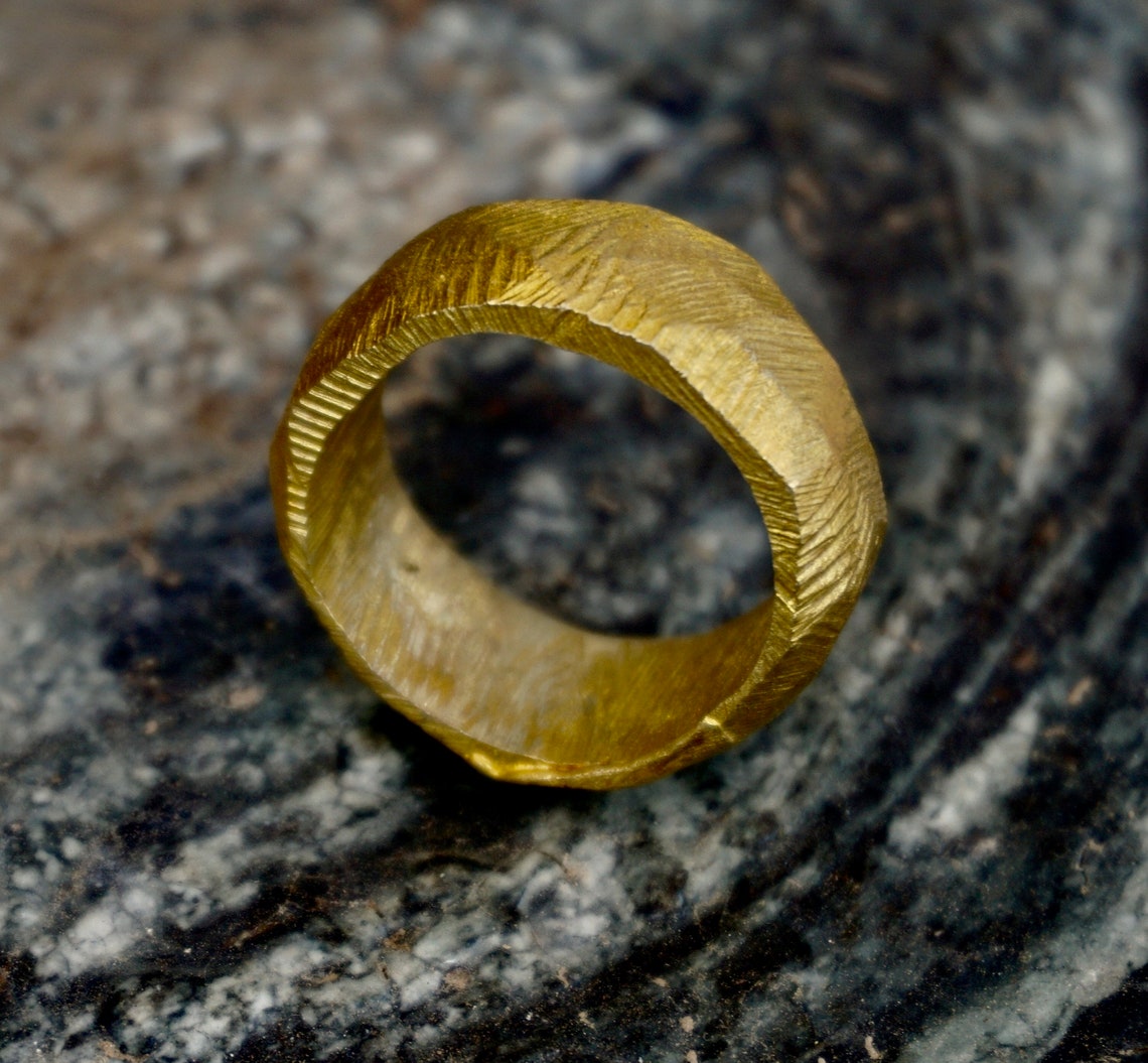 Faceted Texture Band Ring - Etsy