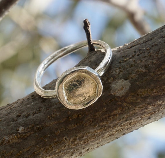 Round Flat Top Sterling Silver Signet Ring | Etsy