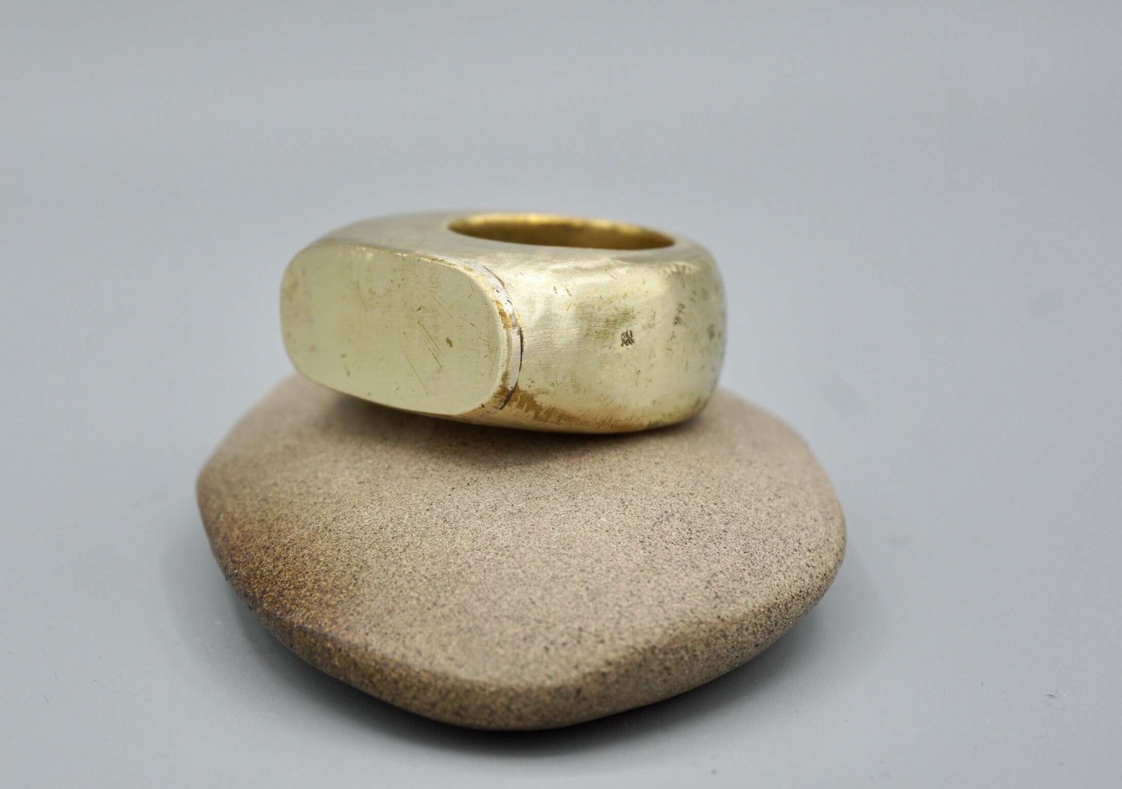 Signet Brass Ringbrass Seal Ring Wide Seal Ring Unique Seal - Etsy