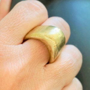 Brass Signet Ring for Women ,wide Seal Ring Thick and Chunky With ...