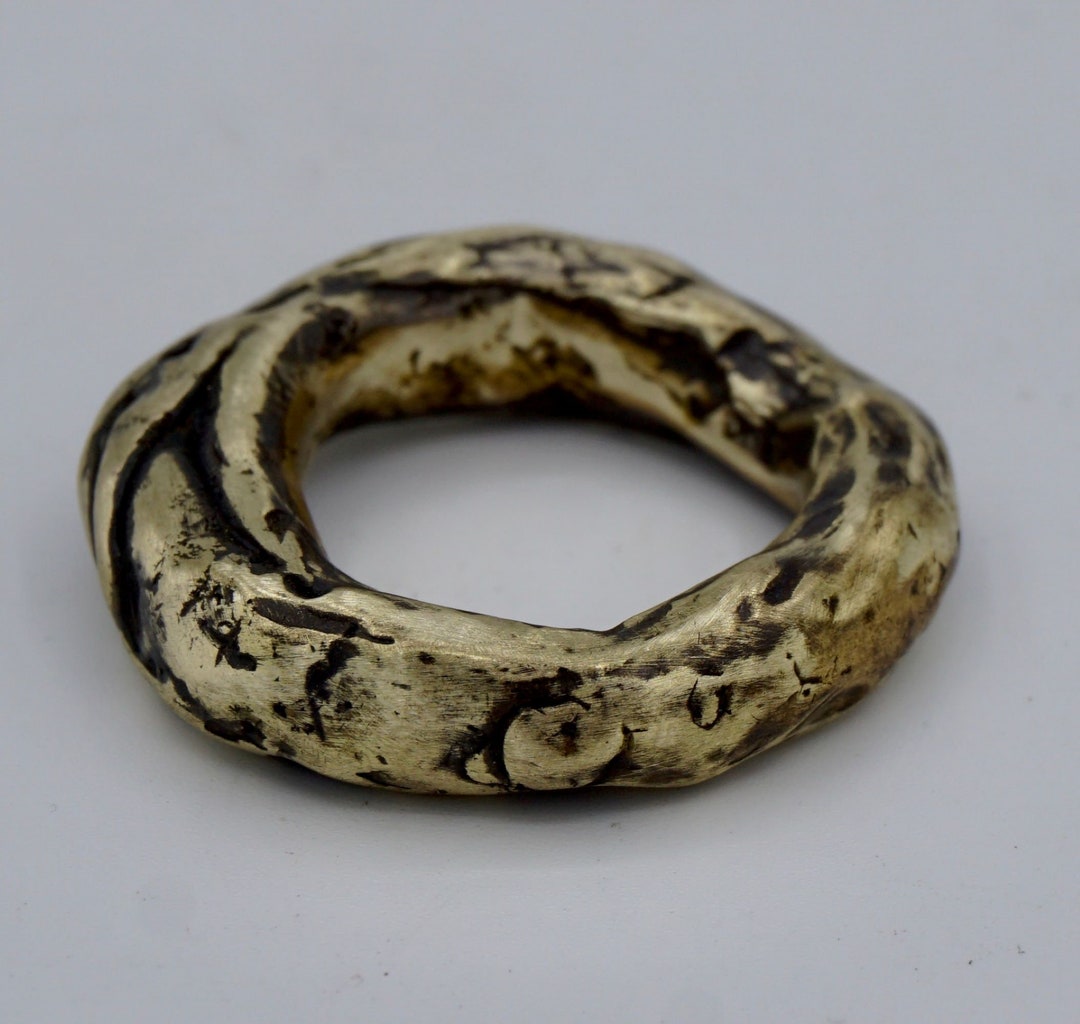 Blackened Chunky Sculpted Ring, Material Look Ring, African Design Ring ...