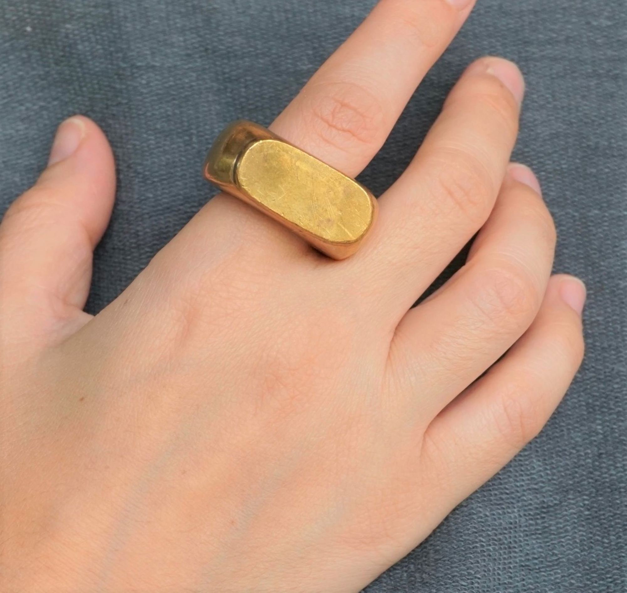 Signet Brass Ringbrass Seal Ring Wide Seal Ring Unique Seal - Etsy