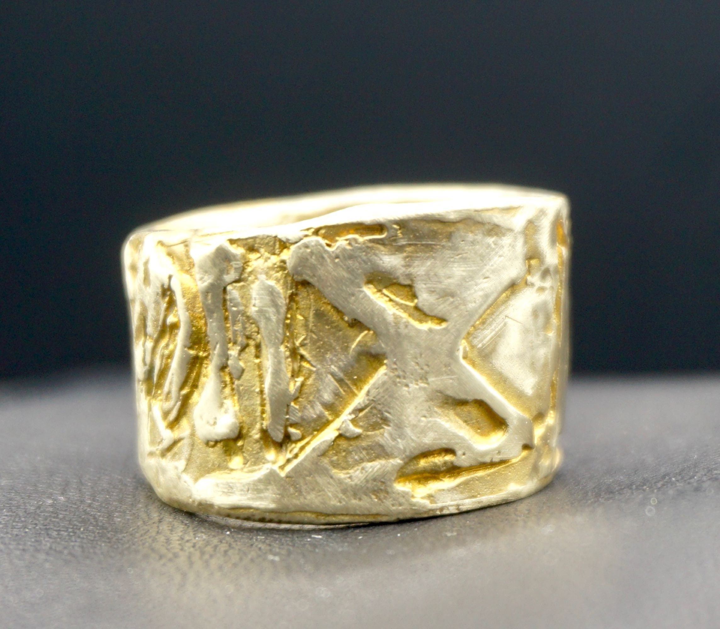 Textured Brass Ring,hammered Ring ,rough Look Ring, Impressive Brass ...