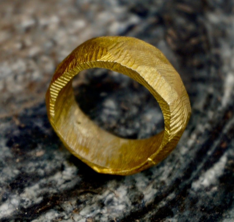 Faceted Texture Band Ring - Etsy