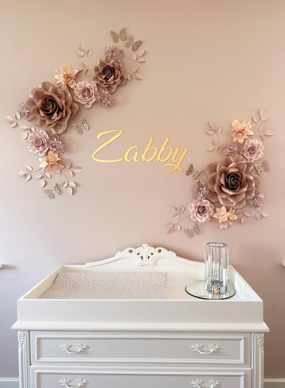 Rose Gold Paper Flower Wall Decor, Nursery Backdrop. - Etsy