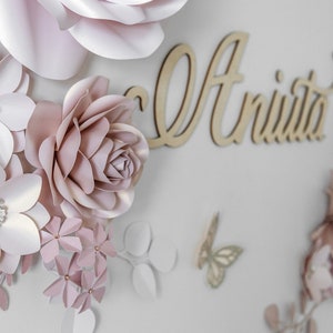 Blush Rose Gold Paper Flowers Wall Decor for Baby Girl Nursery | Paper ...