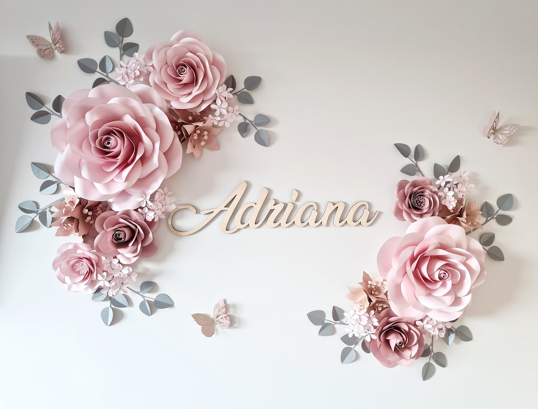 Customized Paper Flower Wall Decor. Nursery Wall Art Paper Flowers ...