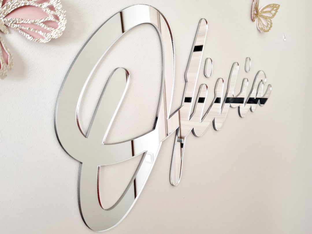 Large Customized Mirror Acrylic Nursery Name Sign. Custom Baby Name ...