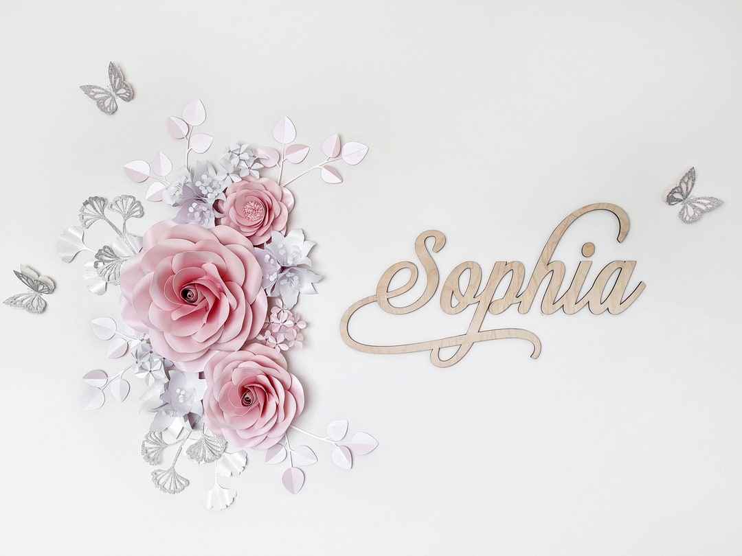 Paper Flowers Name Sign Backdrop, Baby Shower Decor in Loving Memory ...