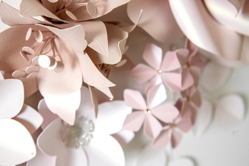 Blush Rose Gold Paper Flowers Wall Decor for Baby Girl Nursery | Paper ...