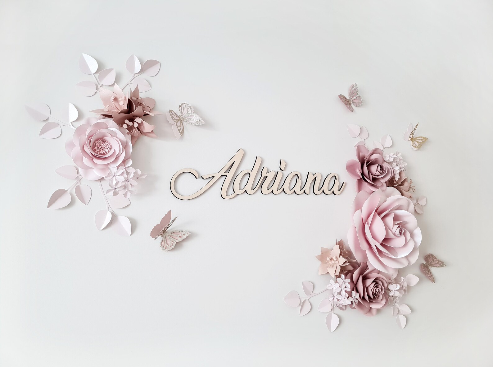 Customized Paper Flowers Wall Decor for Nursery Set of 11 Paper Flowers ...