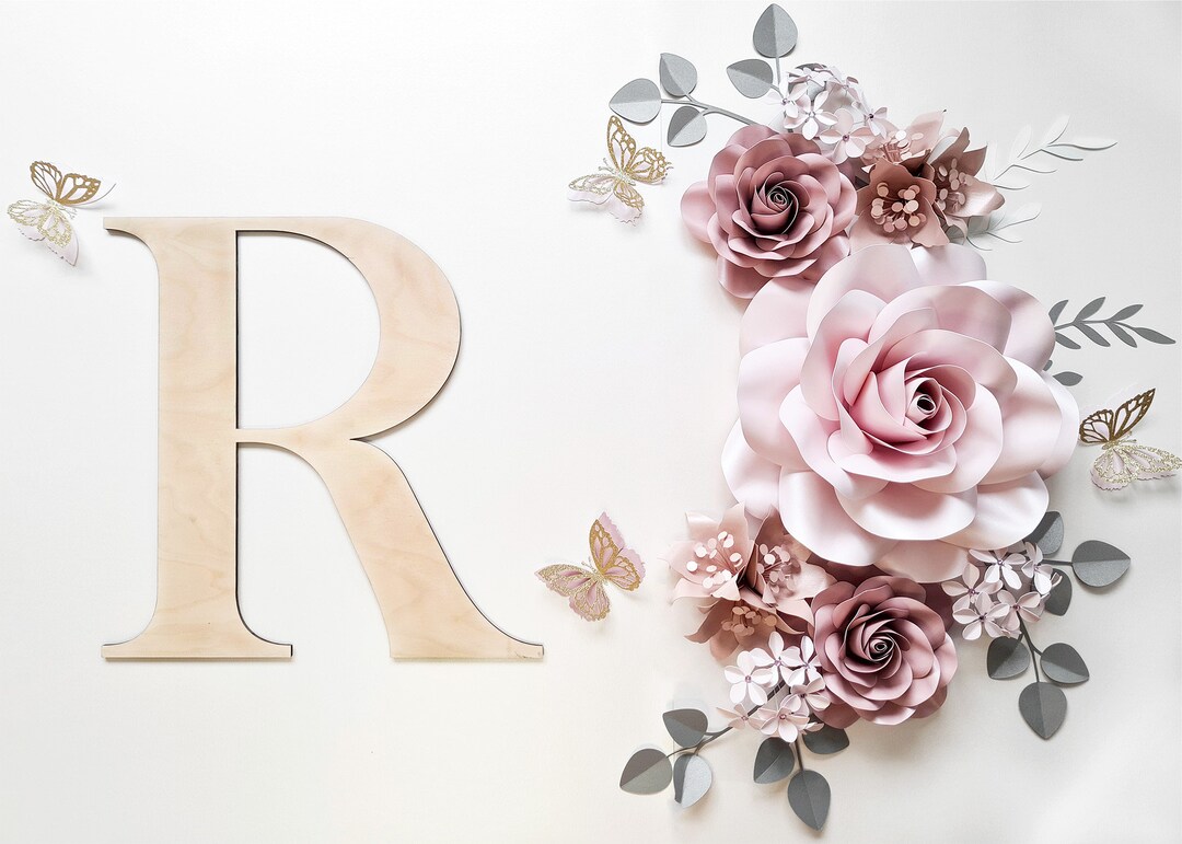 Name With Paper Flowers for Girls Nursery Wall Decor. Paper Flowers ...