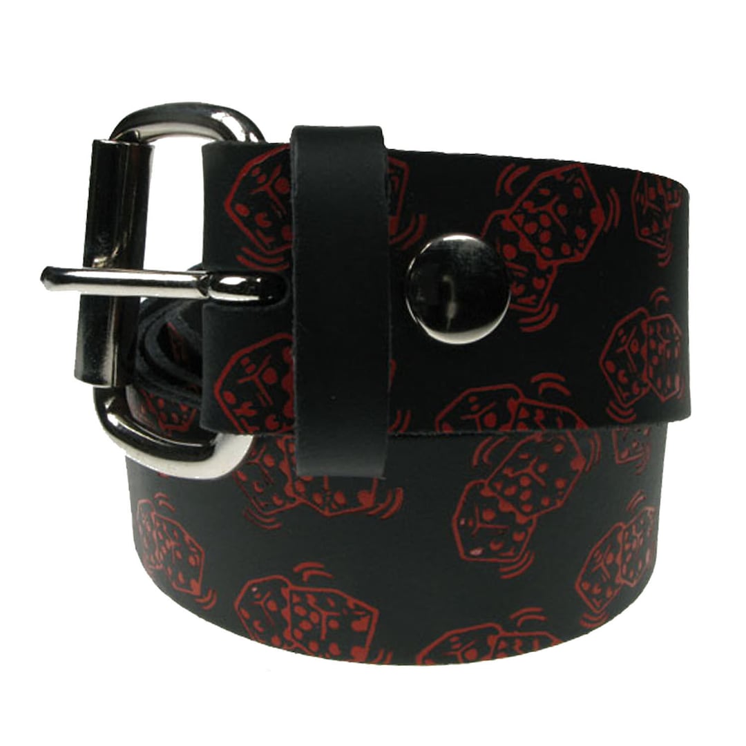 Red Dice, Real Leather Black Belt 1.5 Inch/38mm, Sizes - S, M, L, XL ...