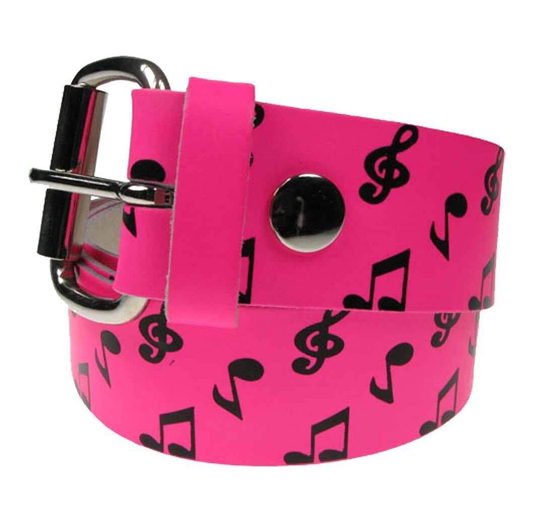 Music Notes, Real Leather Pink Belt 1.5 Inch/38mm, Sizes - S, M, L, XL ...