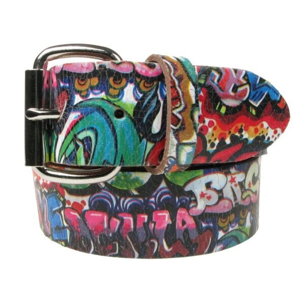 Graffiti Style Real Leather Belt 1.5 Inch/38mm Sizes S M - Etsy
