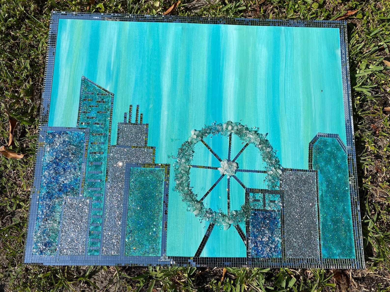 Cityscape Painting With Ferris Wheel | Etsy