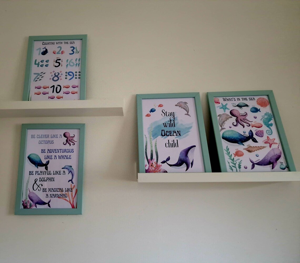 DIGITAL PRINT Ocean Theme, Under the Sea , Personalized Letter, Nursery ...