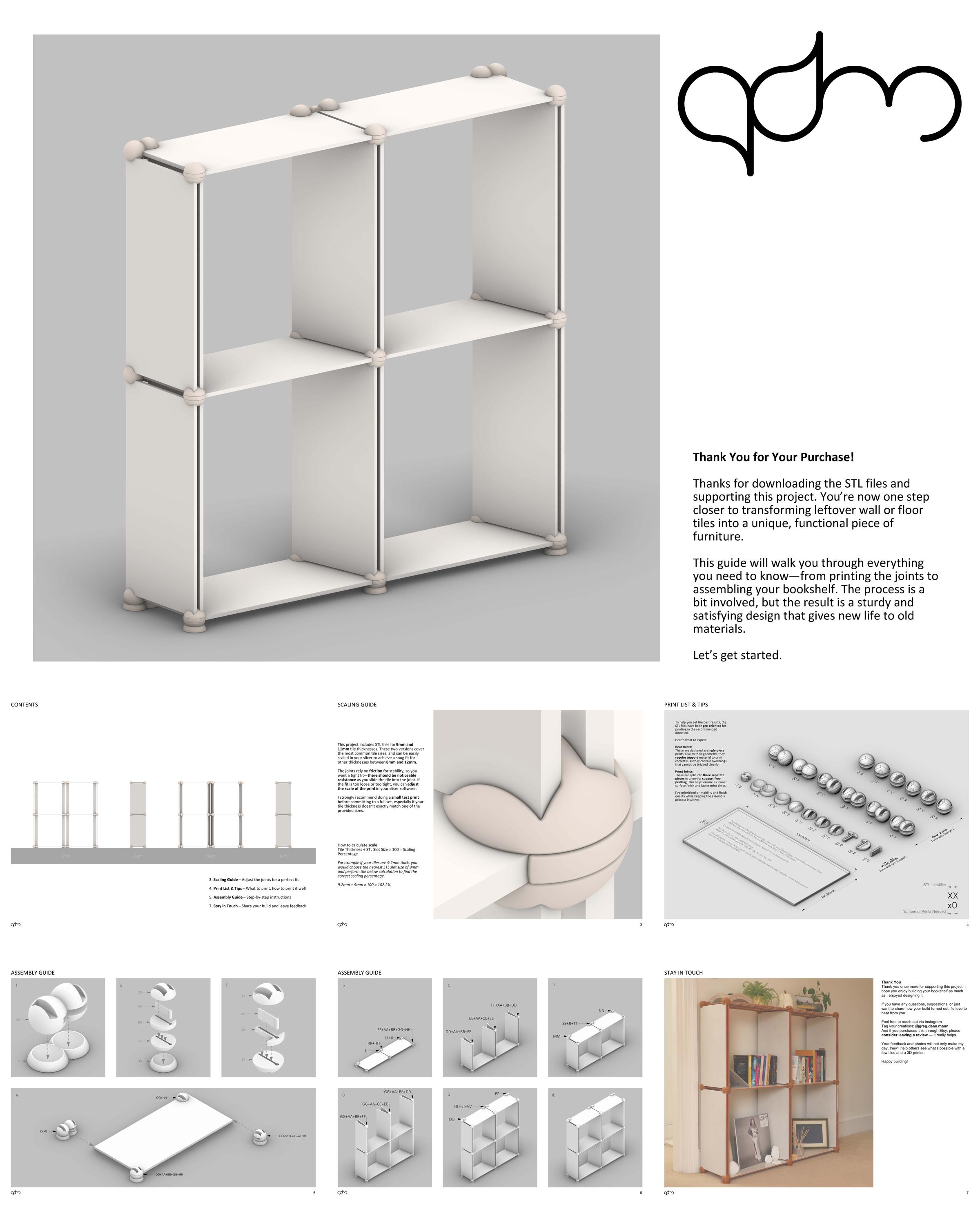 DIY Tile Bookshelf – STL Files for 3D Printed Connectors – Turn Tiles ...