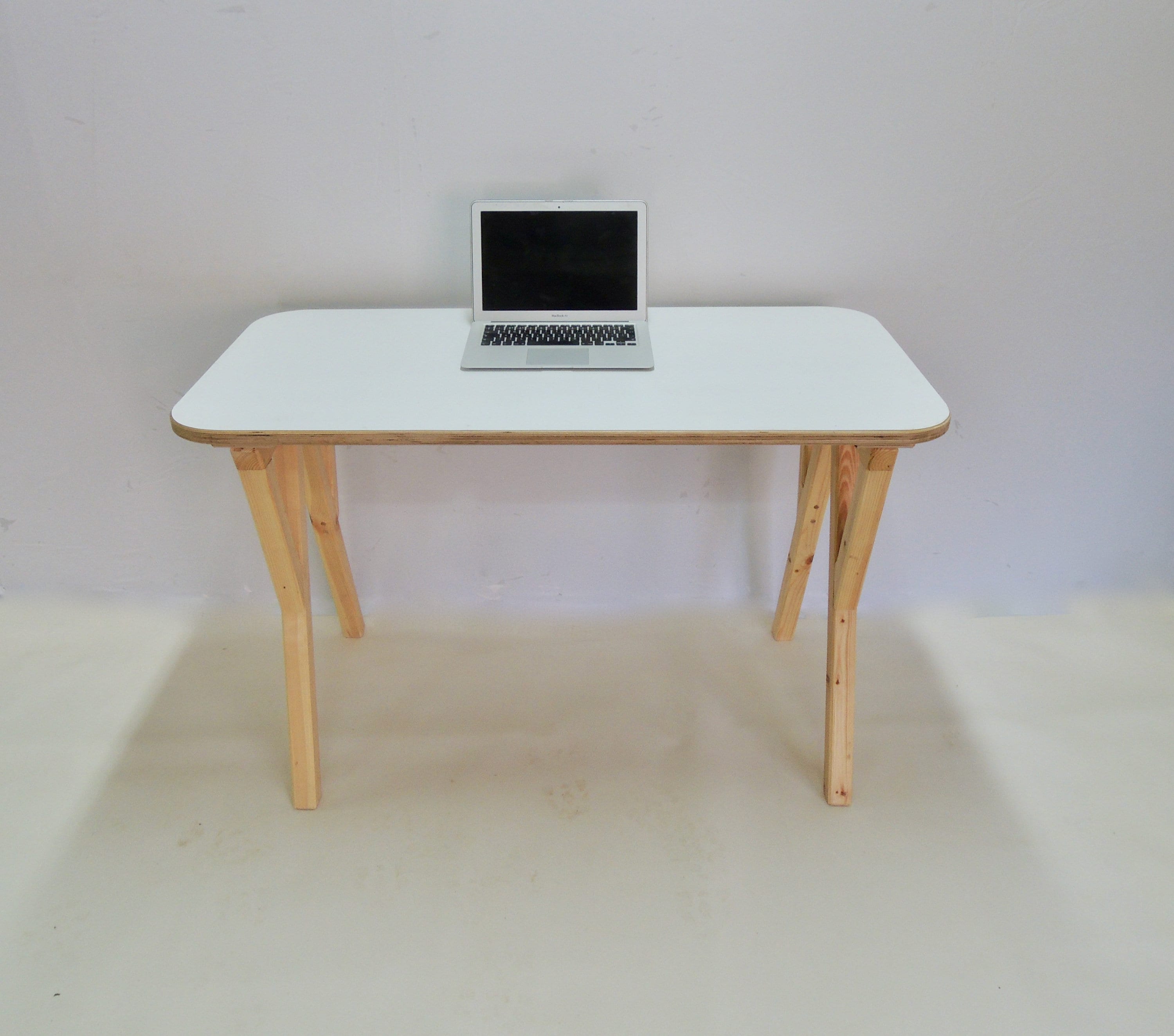 Home Office Birch Plywood Laminated Desk With Y Shaped Wooden Legs ...