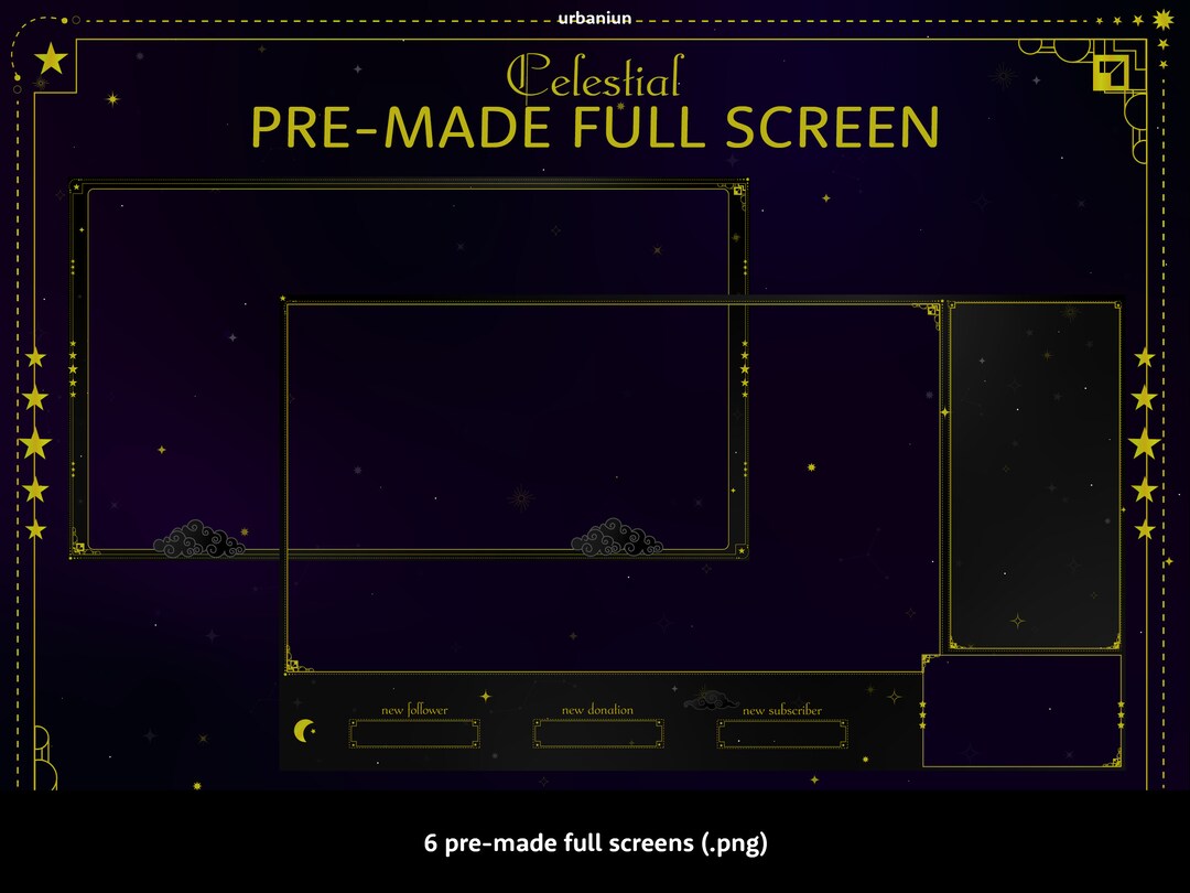 Celestial Stream Package, Dark Overlay Set, Streaming Package, Lofi ...