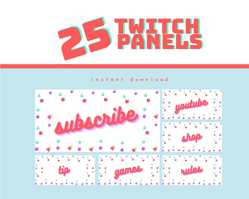 25 Twitch Panels Retro 90s Twitch Overlay Stream Package | Etsy