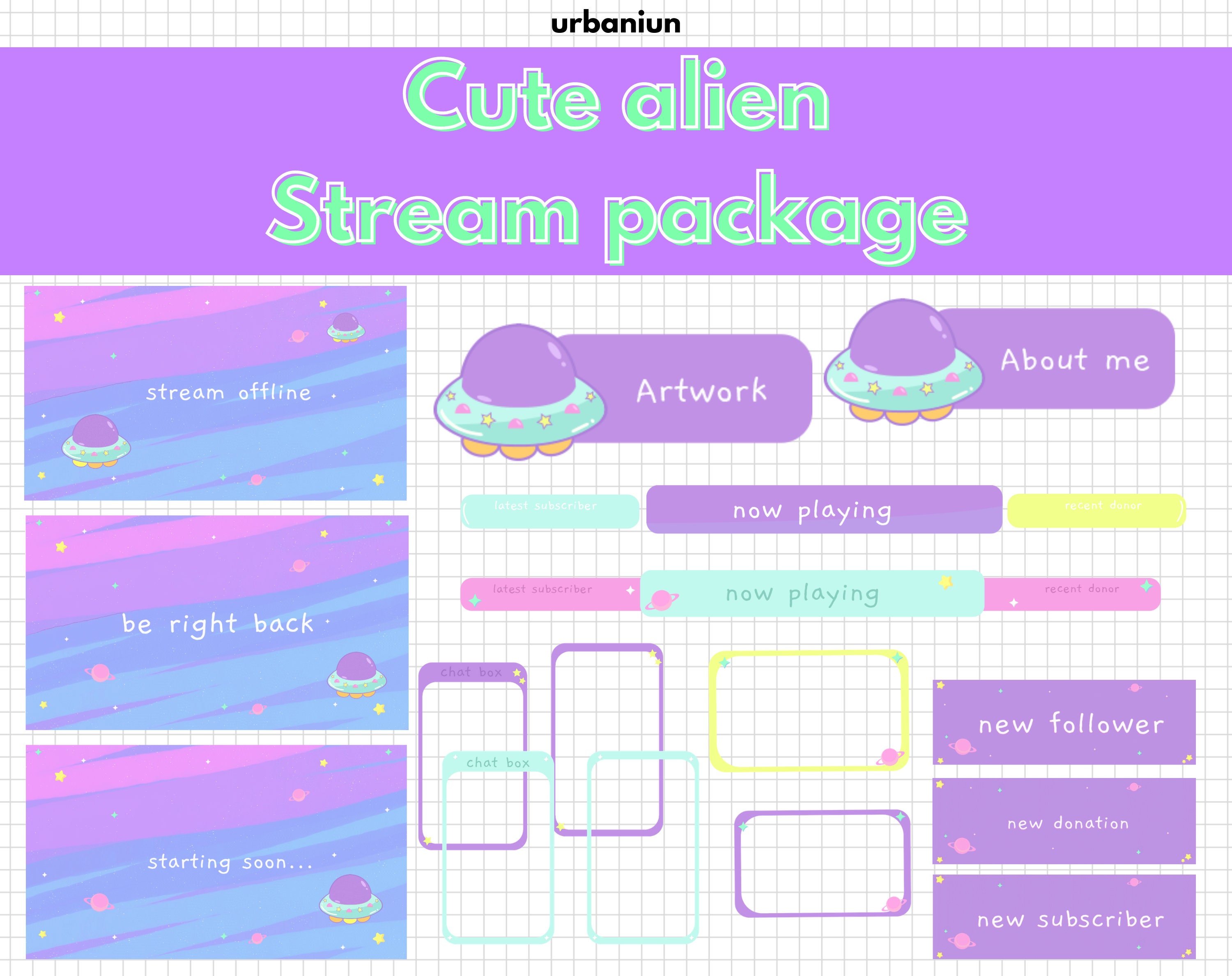Cute Crystal Theme Overlay Aesthetic Purple Color Kawaii Crystal Twitch ...