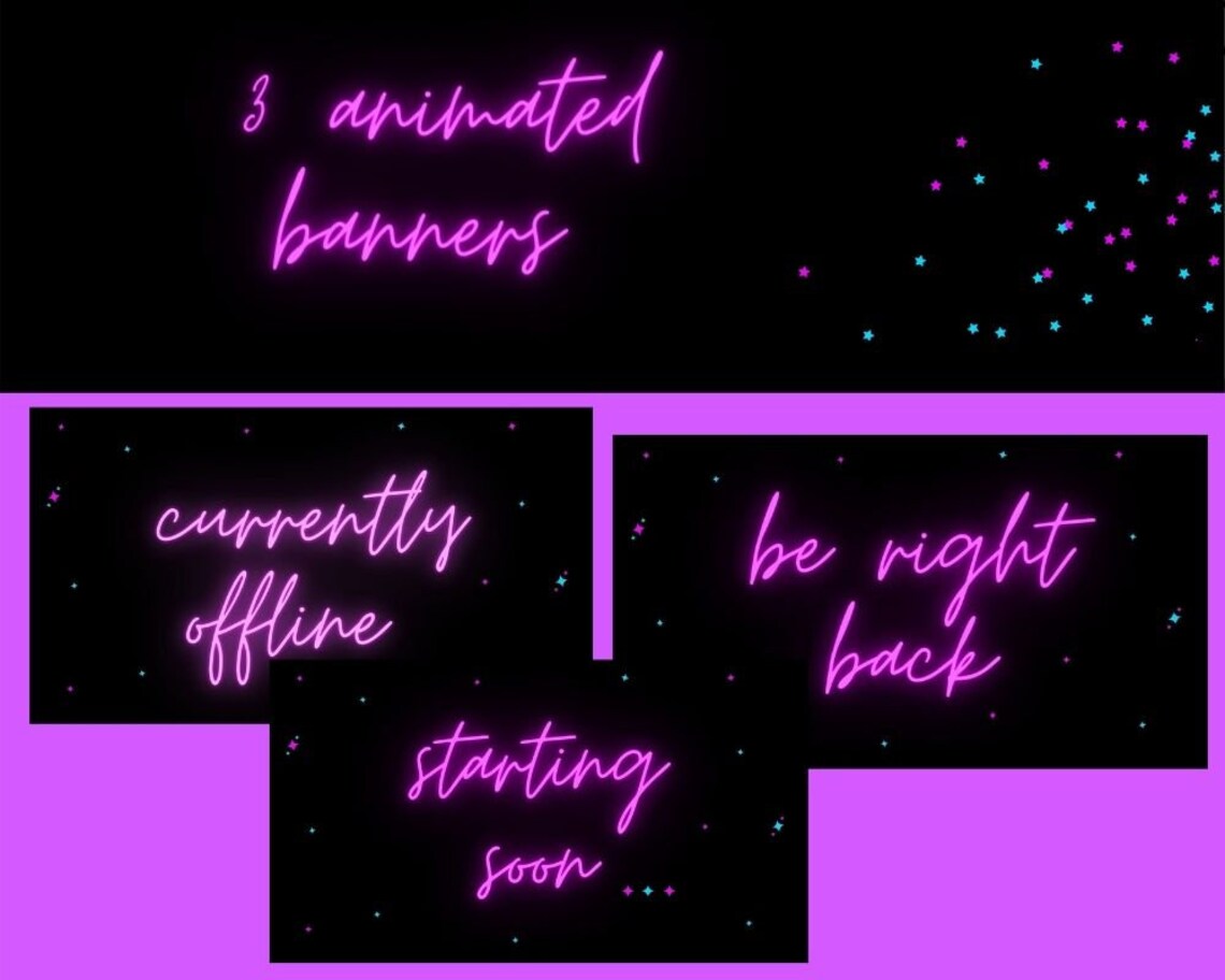 Pink Twitch Overlay Package Animated Neon Stream Package - Etsy