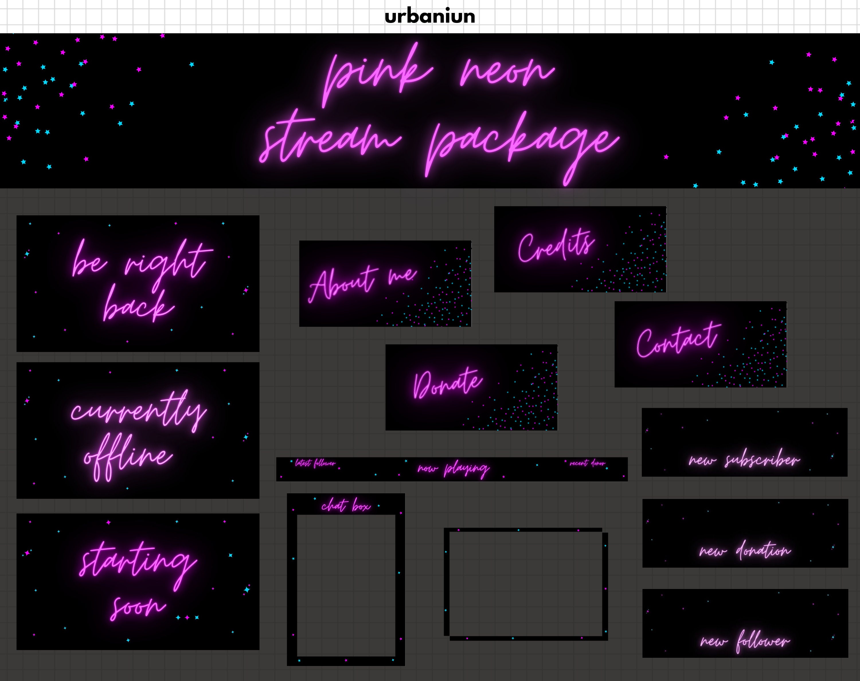 Pink Twitch Overlay Package Animated Neon Stream Package - Etsy Canada