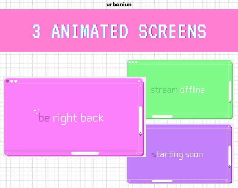 Twitch Package Animated Overlays Windows 8bits Computer - Etsy