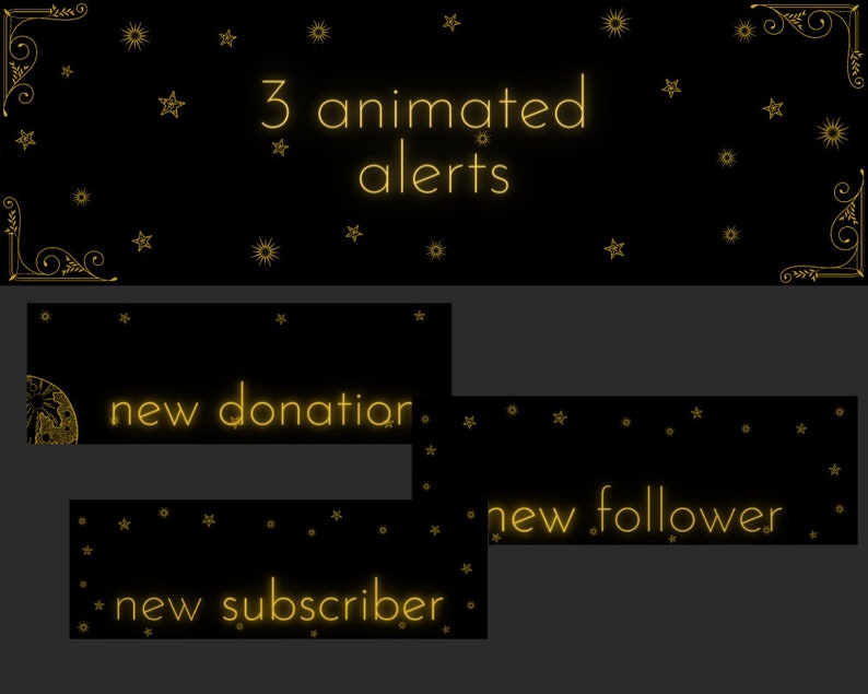 Gold twitch package animated twitch overlay gold gold stream | Etsy