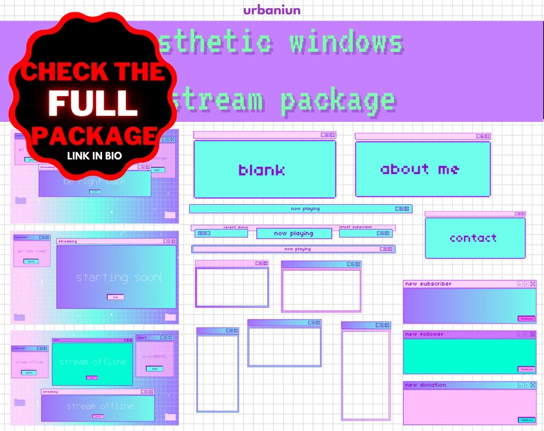 Twitch Package Animated Overlays Windows 8bits Computer - Etsy Canada