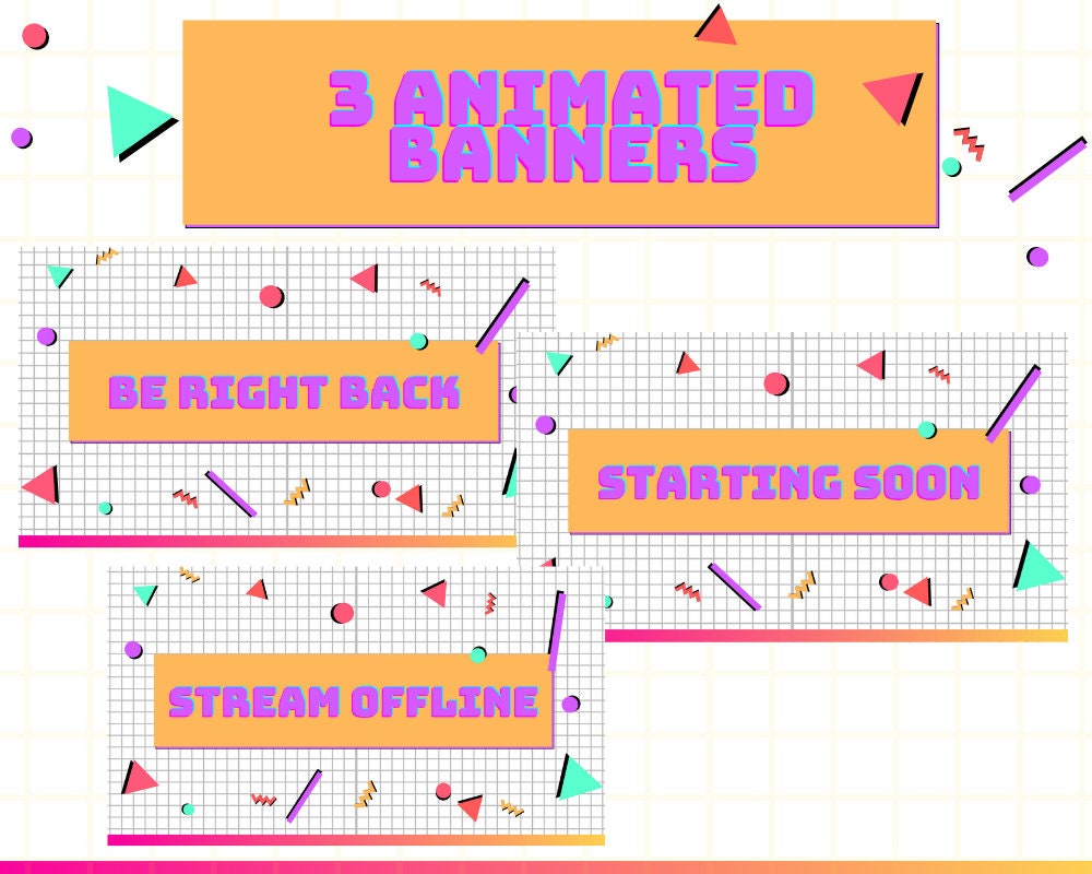 Retro Twitch Overlay Animated Package Colorful Stream - Etsy