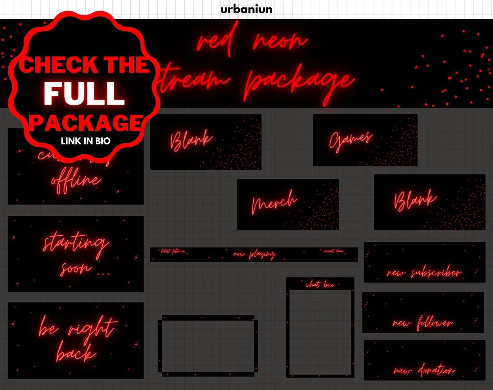 3 Twitch Overlay Neon Twitch Package Red Stream Overlay Red - Etsy Canada