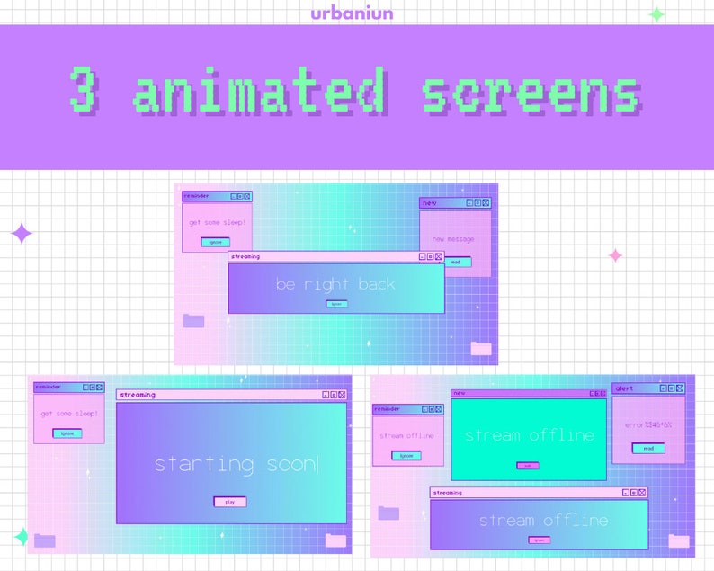 Twitch Package Animated Overlays Windows 8bits Computer - Etsy Canada