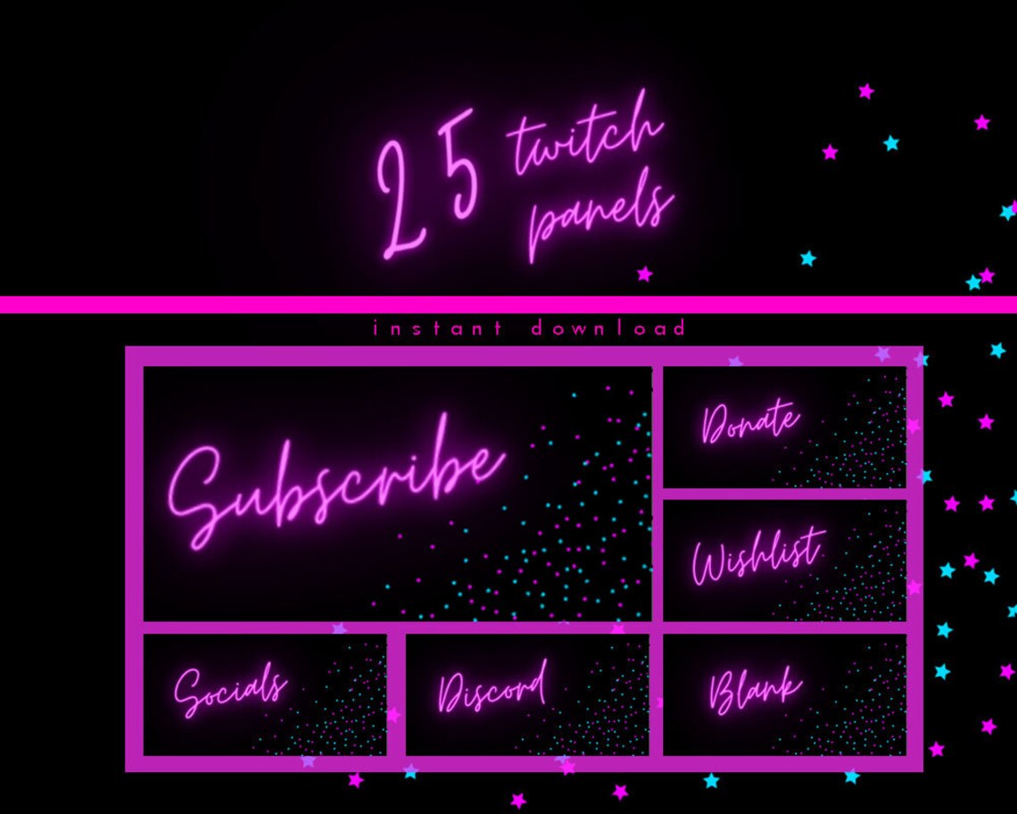 Pink Twitch Overlay Package Animated Neon Stream Package - Etsy