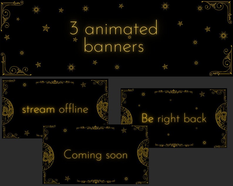 Gold twitch package animated twitch overlay gold gold stream | Etsy
