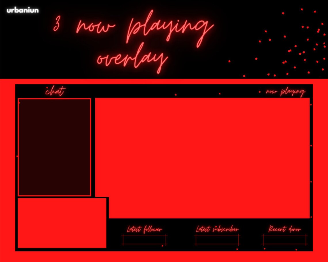 3 Twitch Overlay Neon Twitch Package Red Stream Overlay Red | Etsy