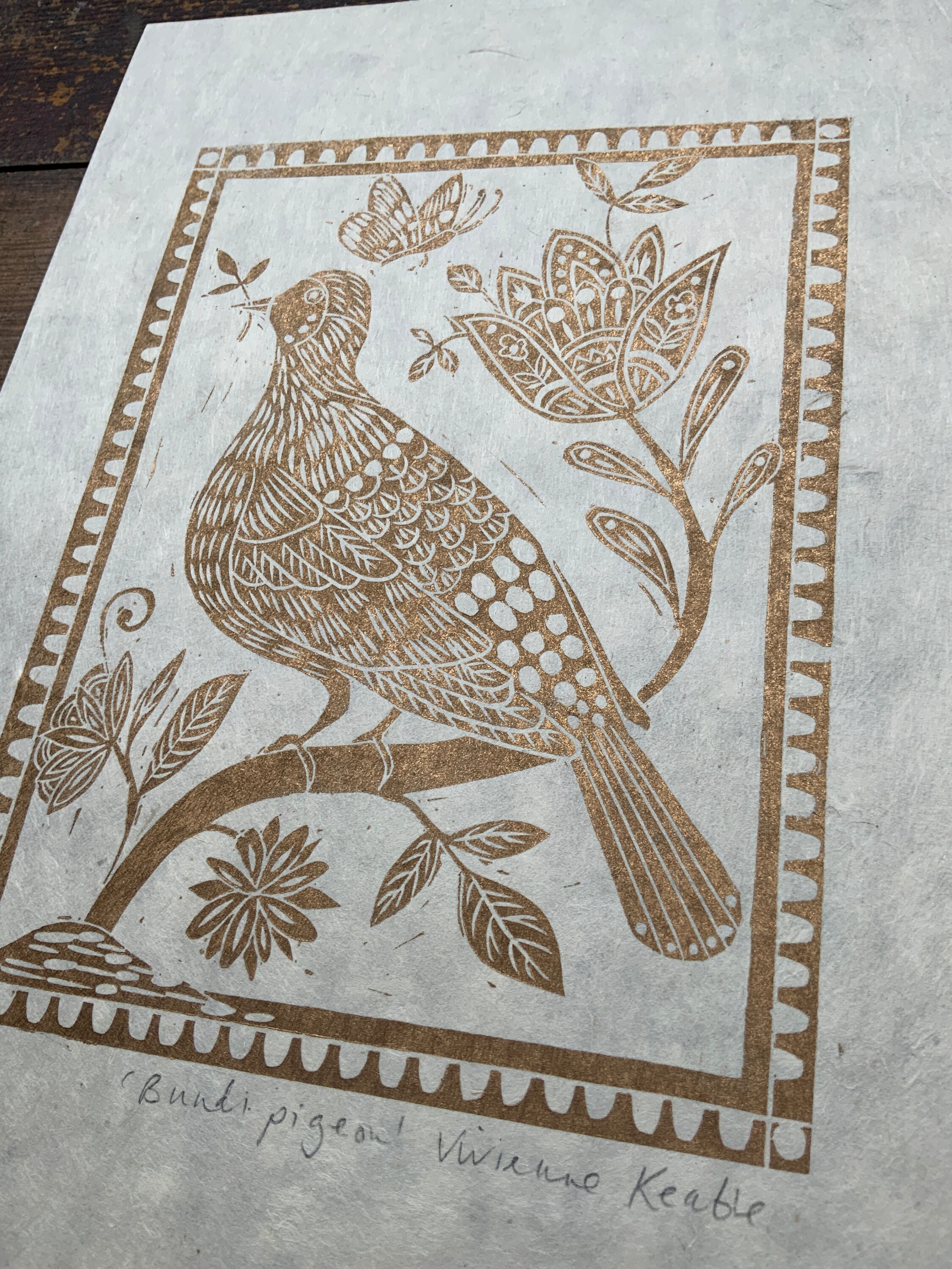 Linocut print Chubby Pigeon Block Printed Bird Indian | Etsy