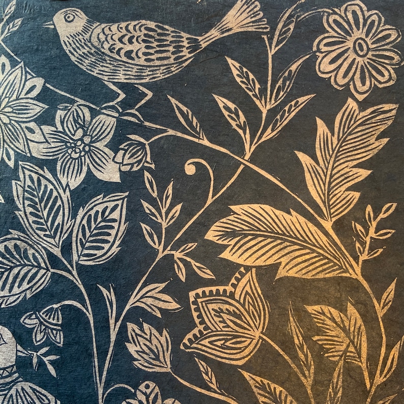 Folk Bird Linocut | Arts and Crafts Inspired Linocut Print | Original ...