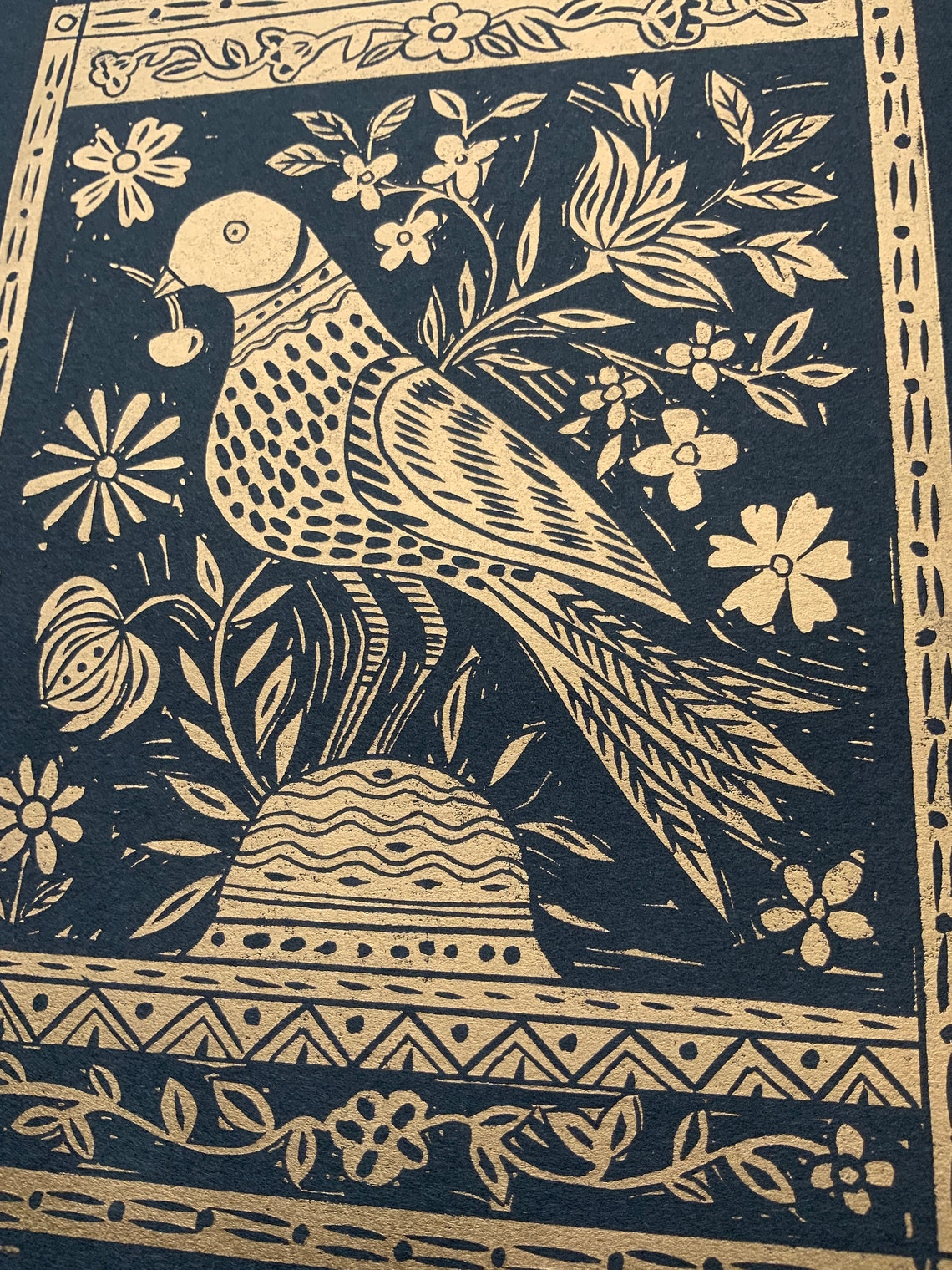 Linocut Print Indian Folk Bird Handprinted A4 Art Print - Etsy