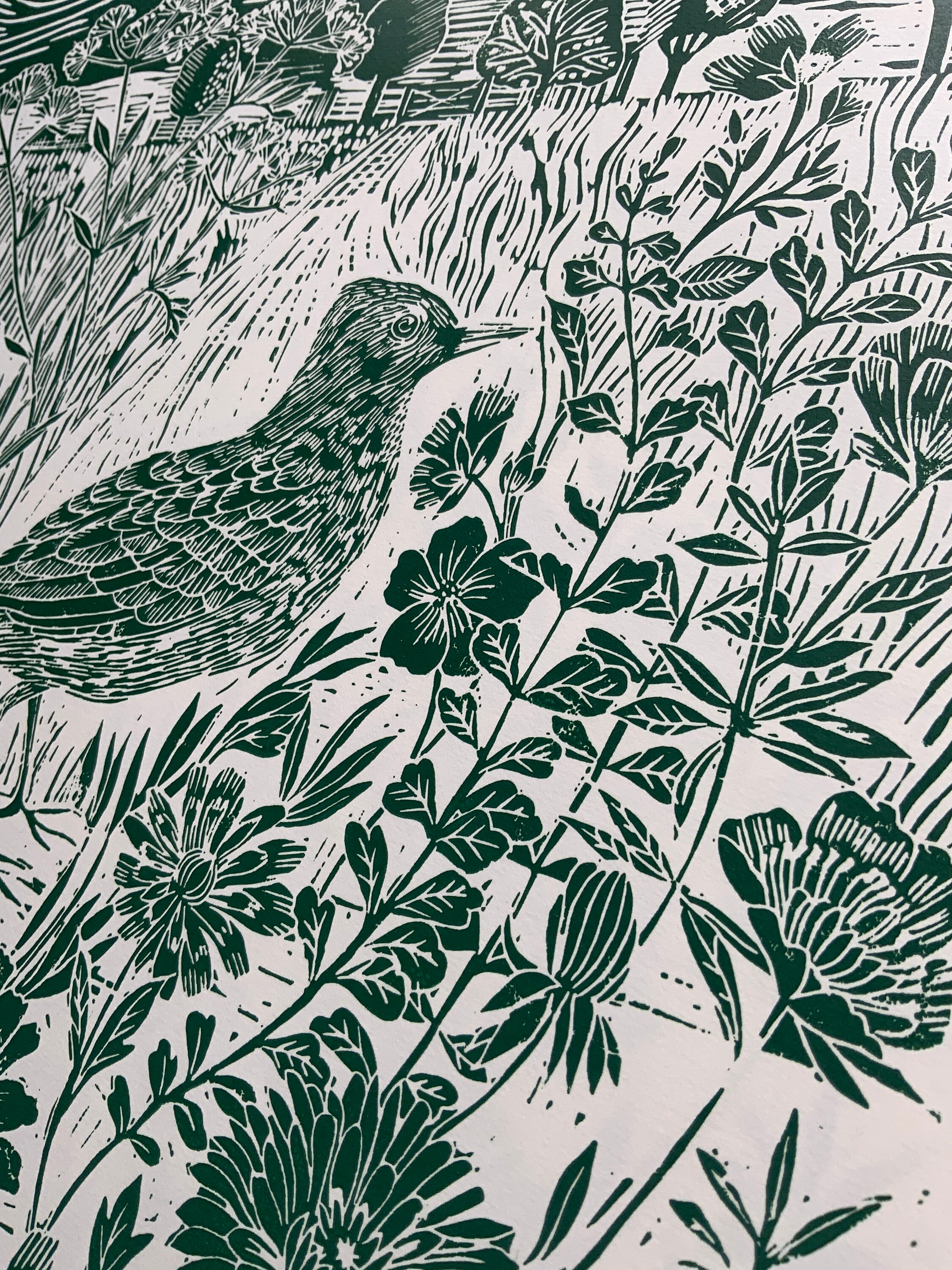 Linocut Print | Skylark | Handmade | Original | Hand Printed | Wall Art ...