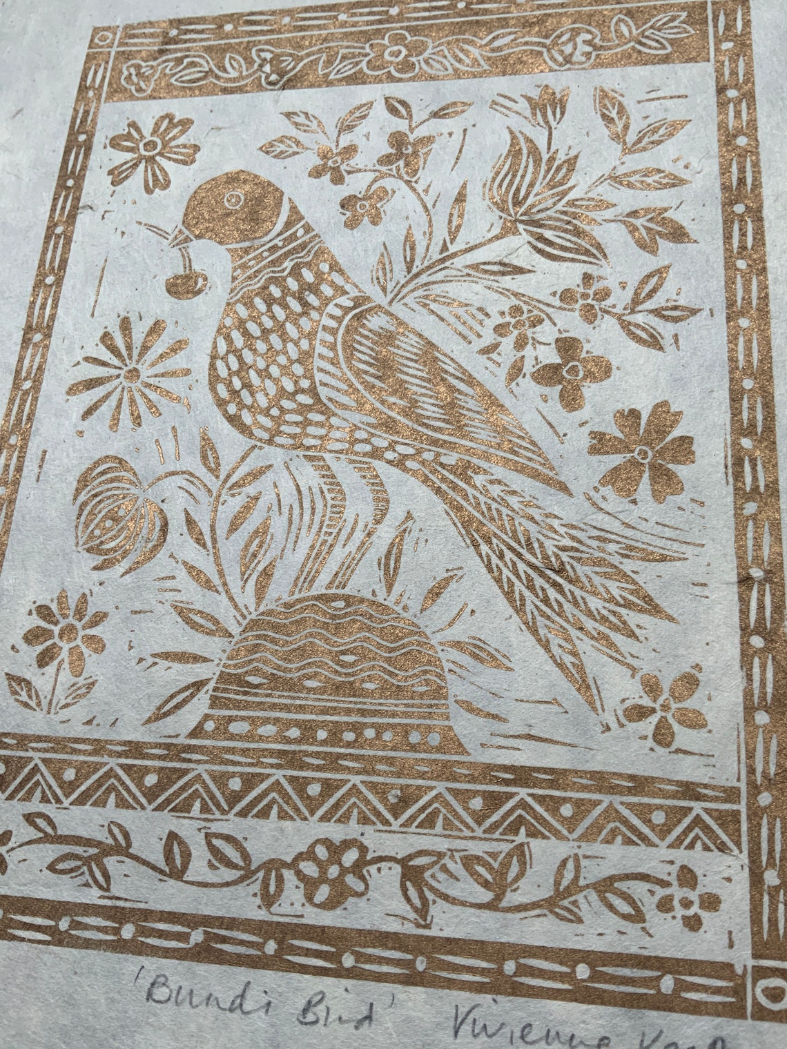 Linocut Print Indian Folk Bird Handprinted A4 Art Print - Etsy