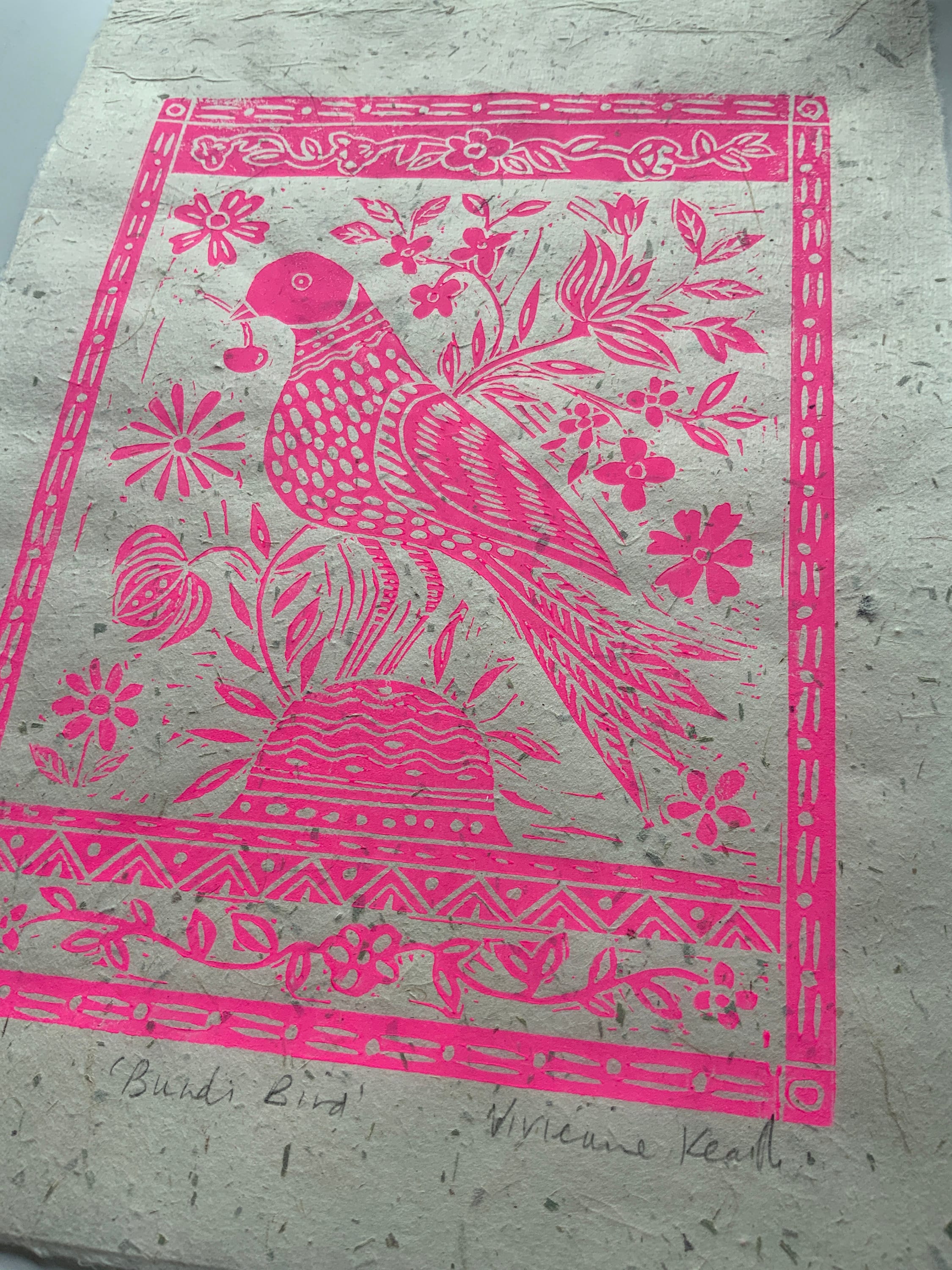 Linocut Print Indian Folk Bird - Handprinted - A4 - Art Print - Wall ...