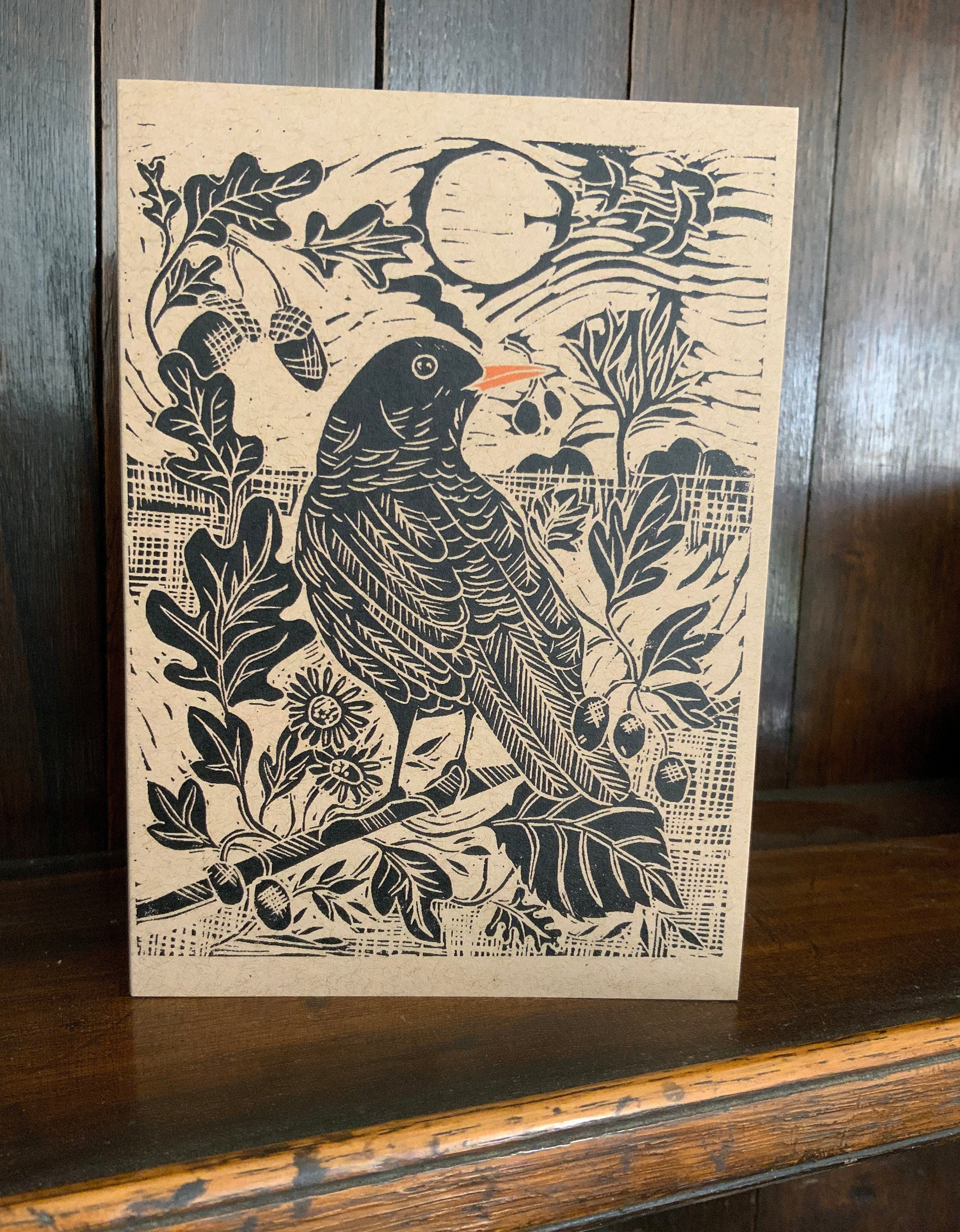 Art & Collectibles Prints Linocut Card Hand Printed Block Print ...