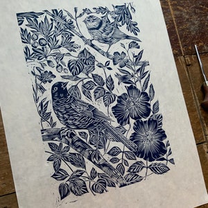 November Hedgerow Linocut Print Handmade Original Hand Printed Wall Art ...