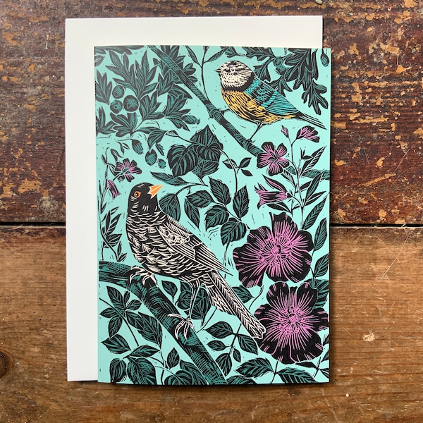 Bird Linocut Etsy Uk