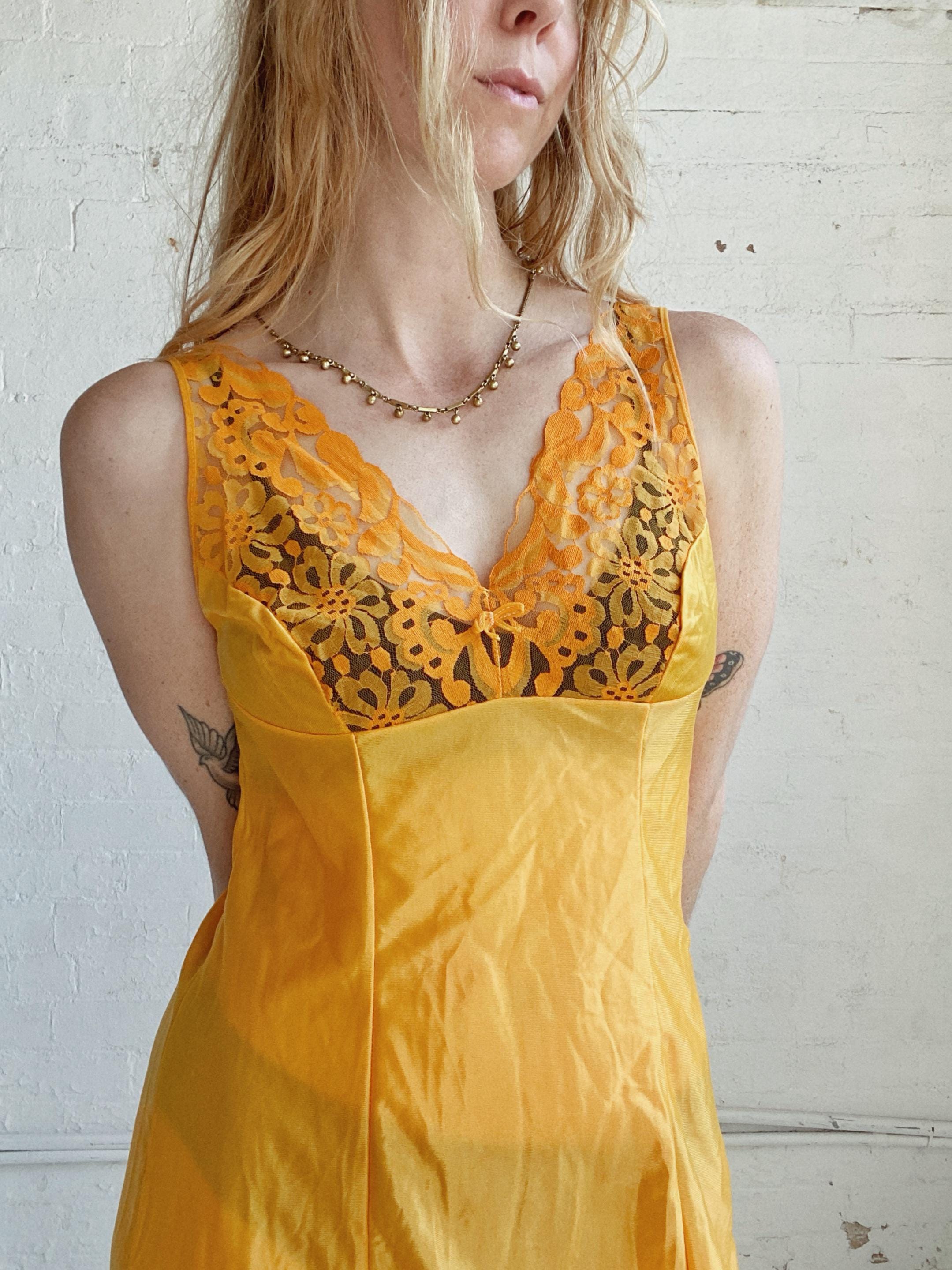 Hand Dyed Vintage Slip Dress | Tangerine - Etsy