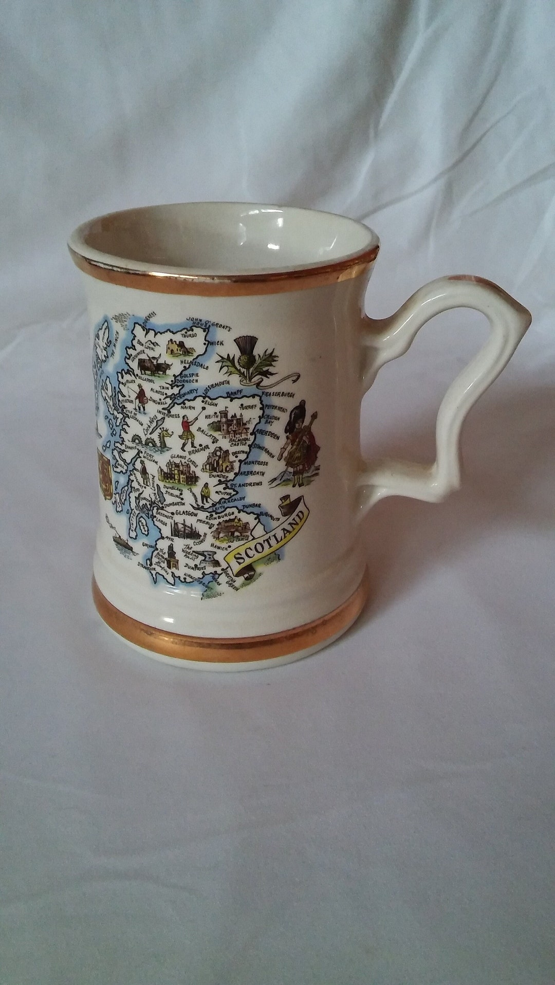 Prince William Ware Brand Sticker Mug Map of Scotland 22K Trim - Etsy