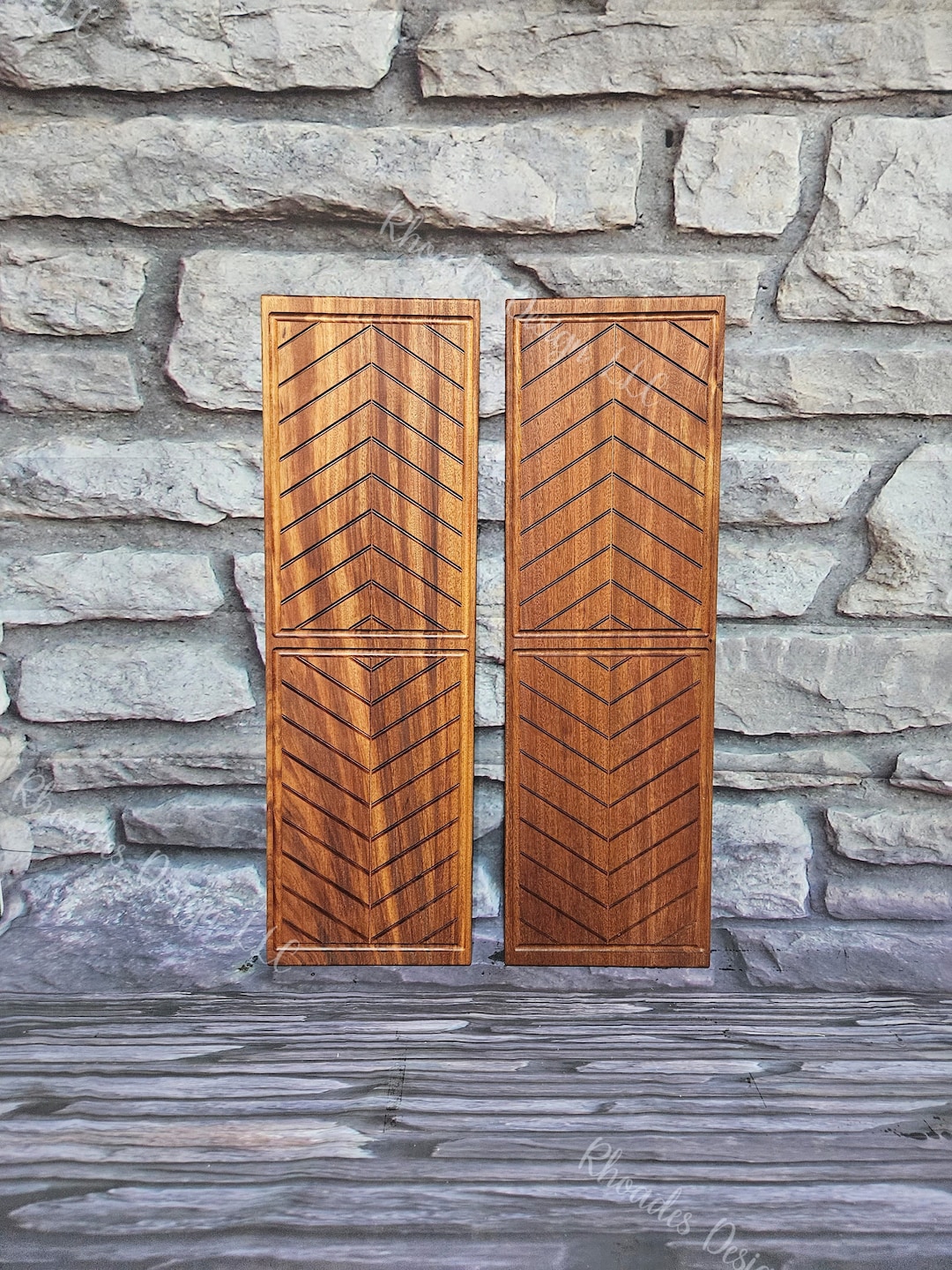 Chevron Wood Shutters, Mahogany Shutters, Cottage Shutters, Rustic ...